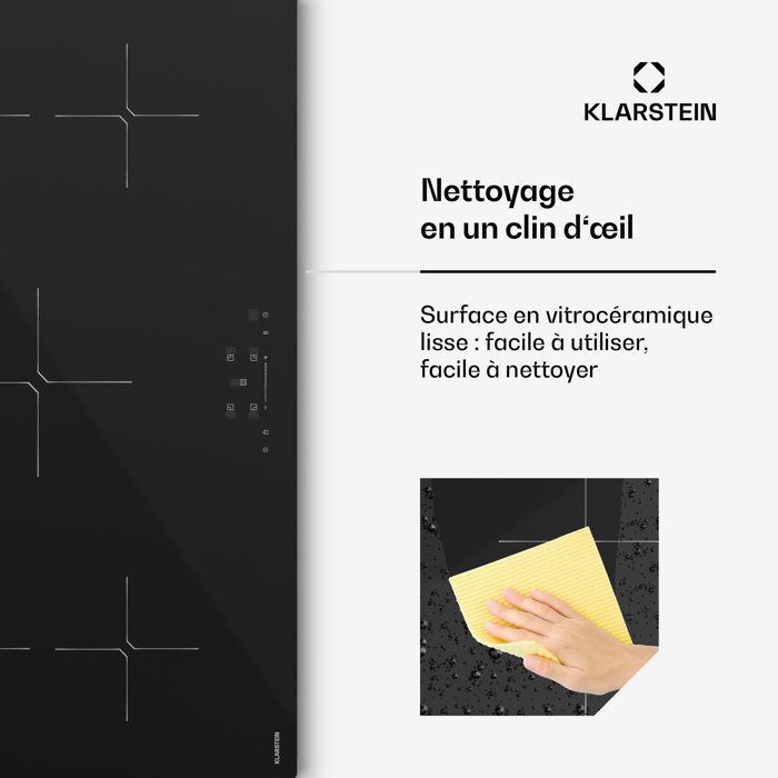 Klarstein PowerGlide Plaque Induction 90cm 5 Zones 9800W Boost Curseur ...