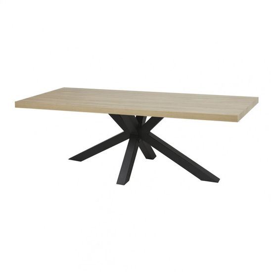 FRANK - Table 230cm Aspect Bois French Oak Piètement Etoile Métal Noir ...