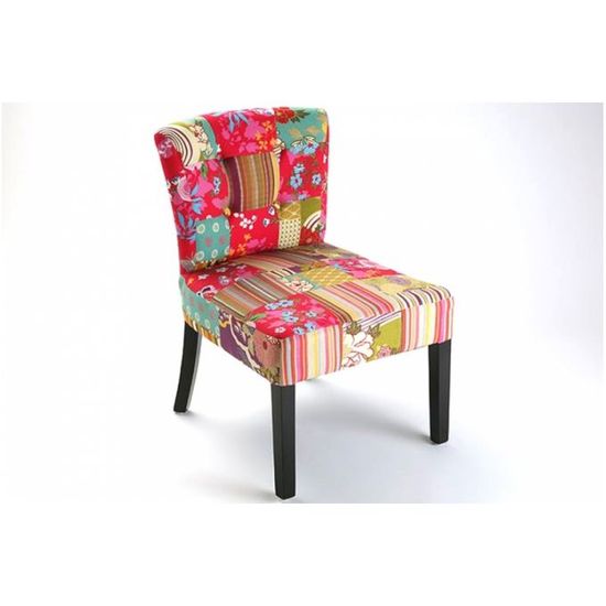 Chaise confortable rembourrée Pink Patchwork - 73 x 64 x 50 cm - Coloré en Algodón y Madera ...