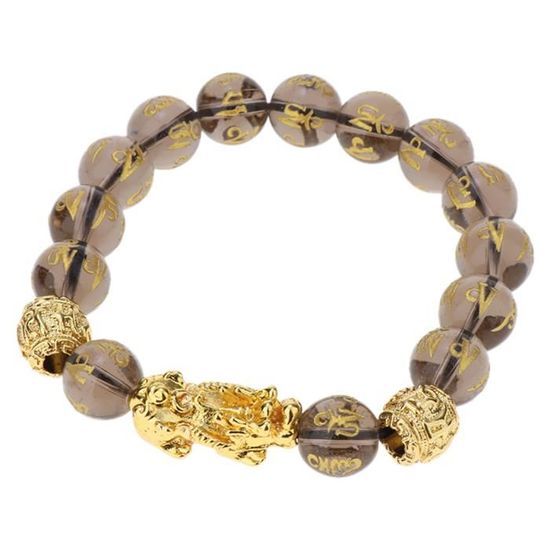 Bracelet avec Perle de Style Chinois à Six Mots Cristal en Obsidienne ...