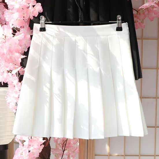 Jupe courte - Jupe plissée taille haute pour femmes, 06UY White ...