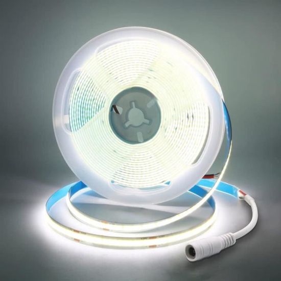 24V Cob Led Bandes Blanc Froid 6000K Dimmable, 5M 320Leds-M Gradateur Bande Lumineuse Cob, Ruban ...