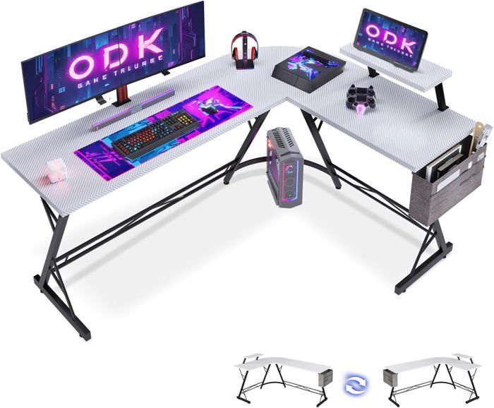 Bureau Gaming avec Support pour Moniteur,Bureau d'angle Gaming en L ...