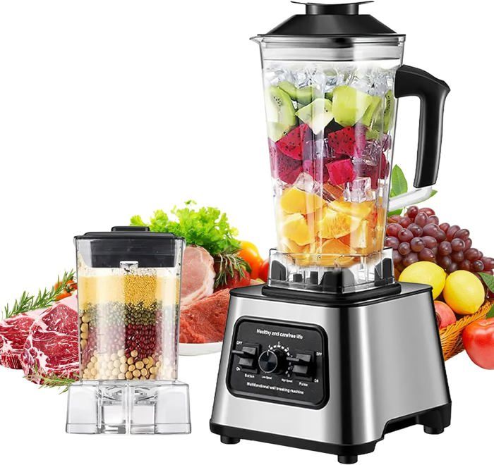 Blender, 6000W Mixeur Blender Multifonctionnel, Mixeur Smoothie, Récipient en Verre 2.5L, 2 en 1 ...