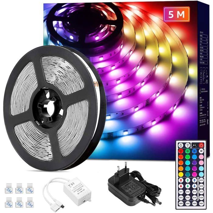 Ruban Led 5M Bande Led Chambre Rgb 5050 12V,Multicolore Led Strip Ip20 ...