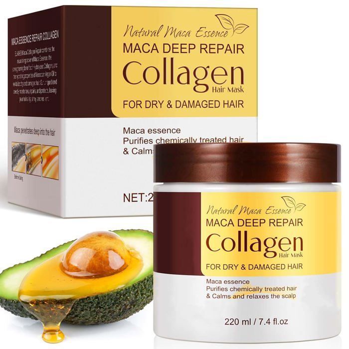 Collagen Hair Mask, Maca Essence Deep Repair Hair Conditioner, Argan ...