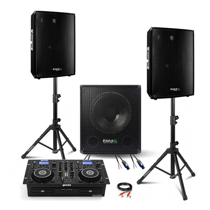 Pack Sono - GEMINI CDM-4000BT Bluetooth USB CD MP3 - Sub Actif SUB15A ...