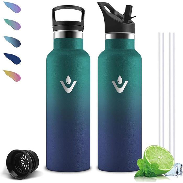 Gourde Isotherme 500 ml Gourde S BPA Gourdes Paille 24h Froid ; 12h ...