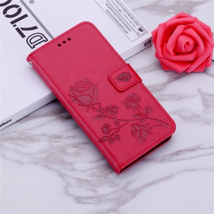 3Rouge-Coque de téléphone portable à rabat en cuir, étui magnétique ...