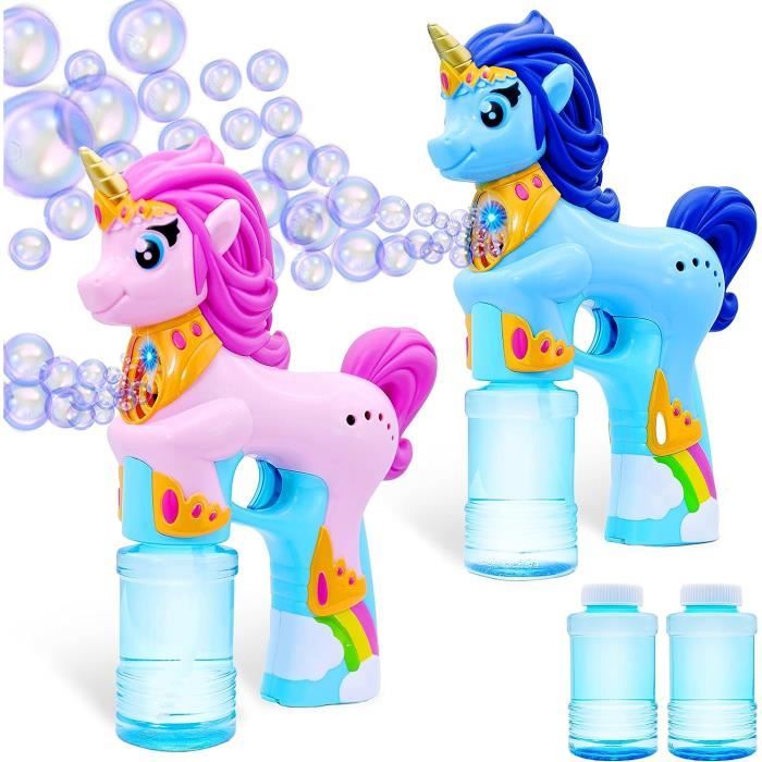 2 Automatic Unicorn Bubble Maker Bubble Blaster Guns With 4 Bubble Solutions (4Oz) For Kids ...