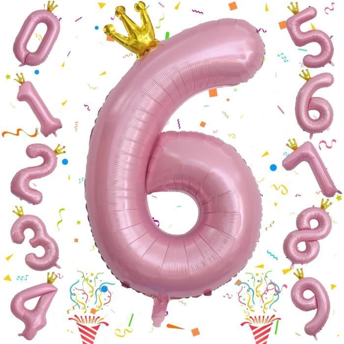 Ballons En Forme De Chiffre 6, Couronne Rose De 101,6 Cm Pour ...