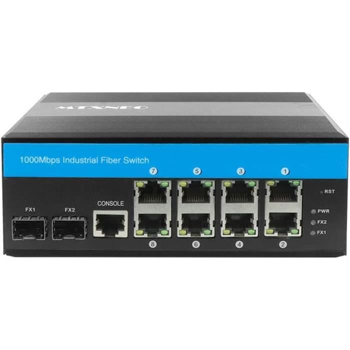 Commutateur Switch Fibre Optique Gigabit Industriel L2 Managed POE + 8 Ports POE 30W 2 ...