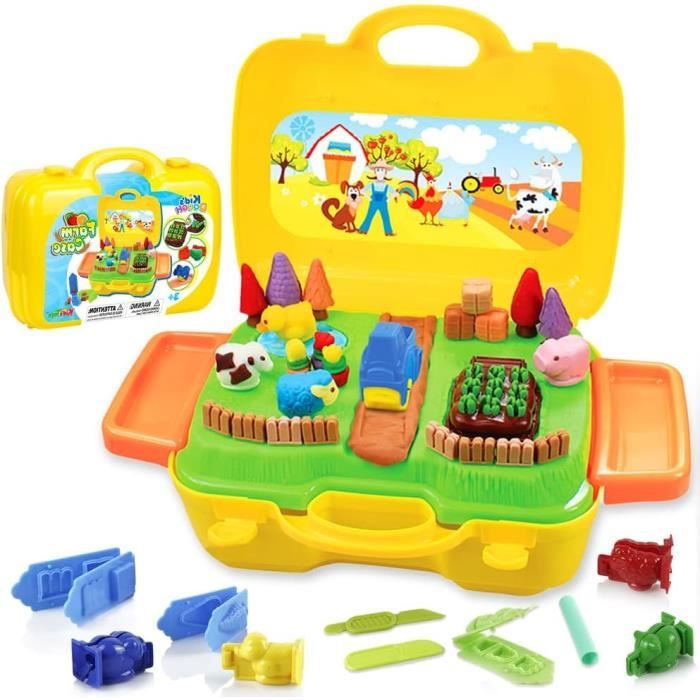 Ensemble de pâte à modeler 21 pièces,Animaux de la ferme,Outils de jeu ...