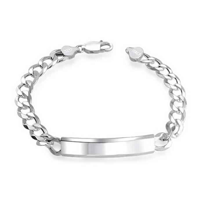 Gourmette En Argent Massif Avec Plaque 5Cm - Achat / Vente bracelet ...