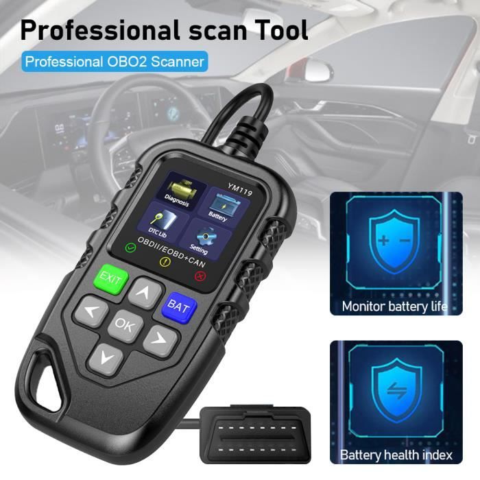 Valise Diagnostic Auto OBD2 Scanner - MIOLOE - 1,8 Pouce - Écran ...