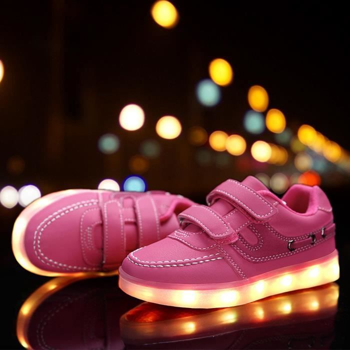 Mode Kids LED baskets lumineuses chaussures de ... Noir Rose ...