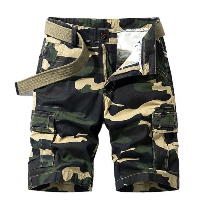 Short Homme 100% Coton Short Cargo Camouflage Décontracté Confortable ...
