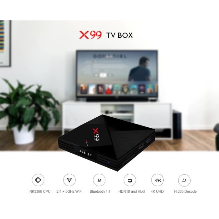 X99 TV BOX Lecteur Multimédia RK3399 Mali-T860MP4 Android 7.1 HDR10 2 ...
