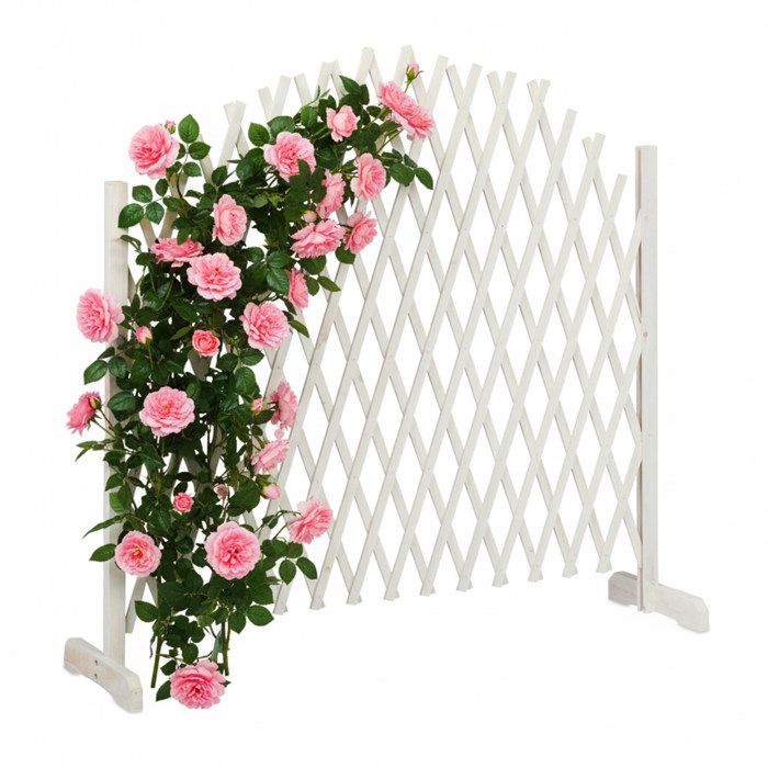 Relaxdays Treillis jardin en bois extensible 200 cm, Clôture grillage ...