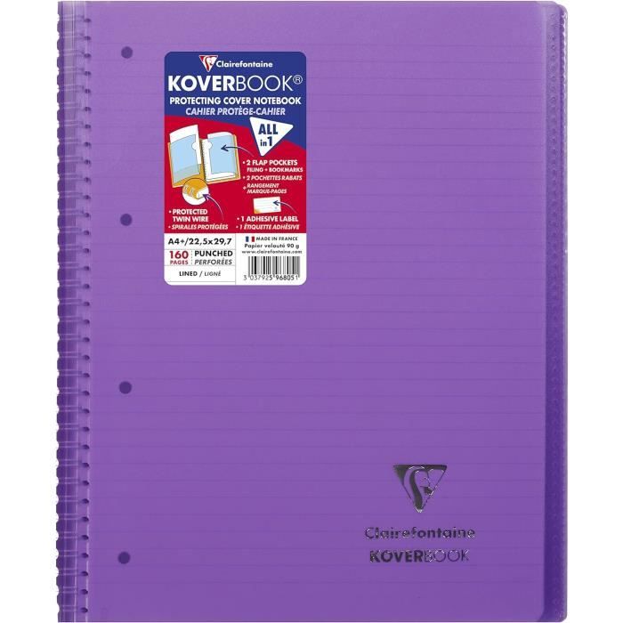 596805C Un Cahier À Spirale Koverbook Violet - A4+ 22,5X29,7 Cm - 160 ...