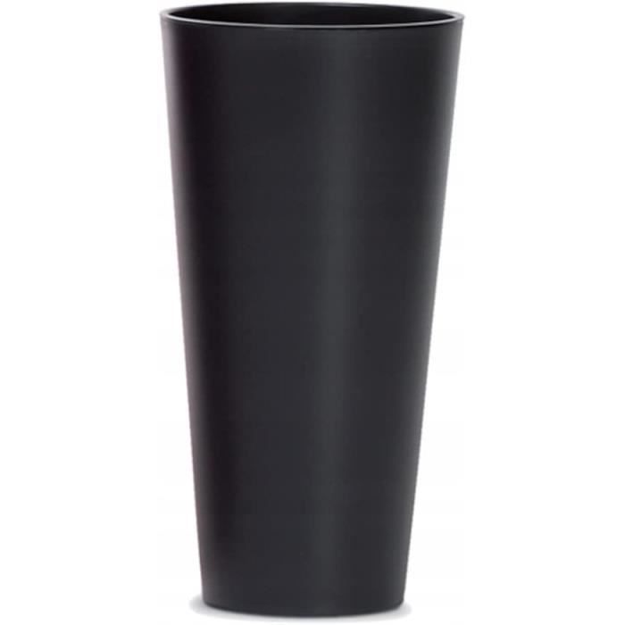 PUREPOWER Pot de Fleurs Rond Fin Effet, Pot de Fleurs Anthracite, Pot ...