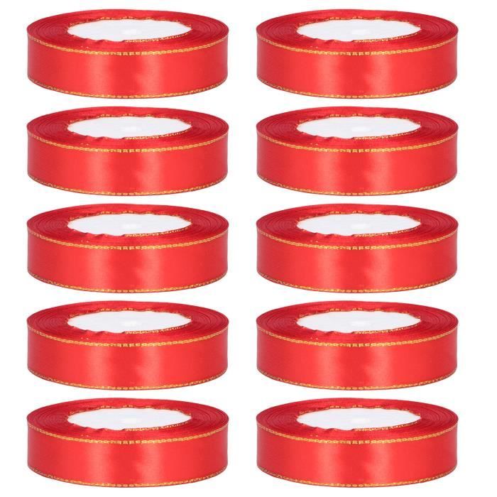 Tbest ruban de satin rouge 10 rouleaux de ruban d'emballage 24 mètres ...