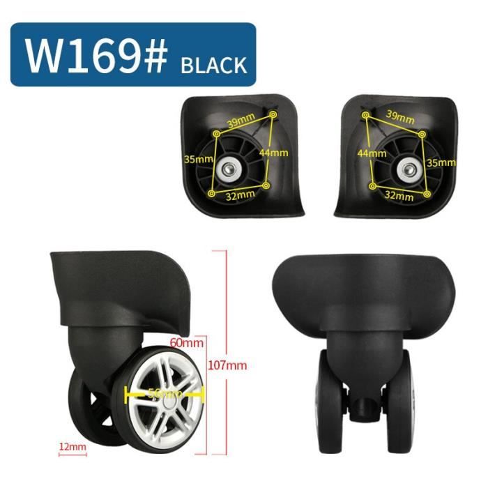 W169(2Wheels)Black -Valise Valise Roulettes Remplacement Trolley Roue ...