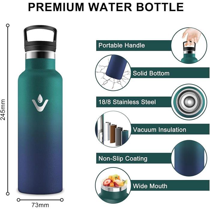 Gourde Isotherme 500 ml Gourde S BPA Gourdes Paille 24h Froid ; 12h ...