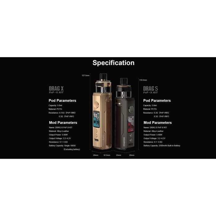 Original Voopoo Drag X PnP-X Kit 80W Box Mod 5ml PnP X Pod Cartridge ...