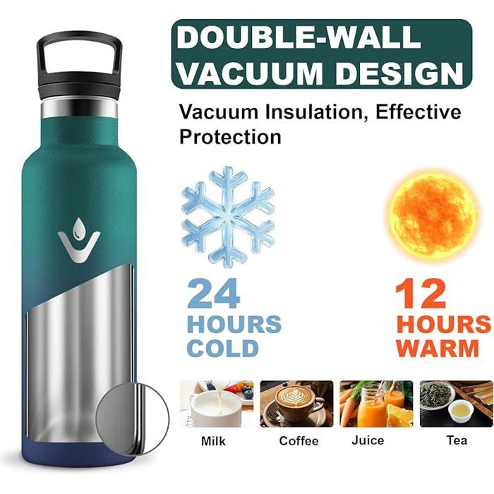 Gourde Isotherme 500 ml Gourde S BPA Gourdes Paille 24h Froid ; 12h ...