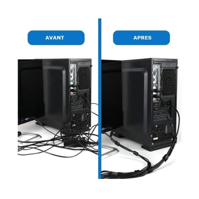 Attache Cable Management Bureau Attache Cable Velcro Nylon 5m Noir ...