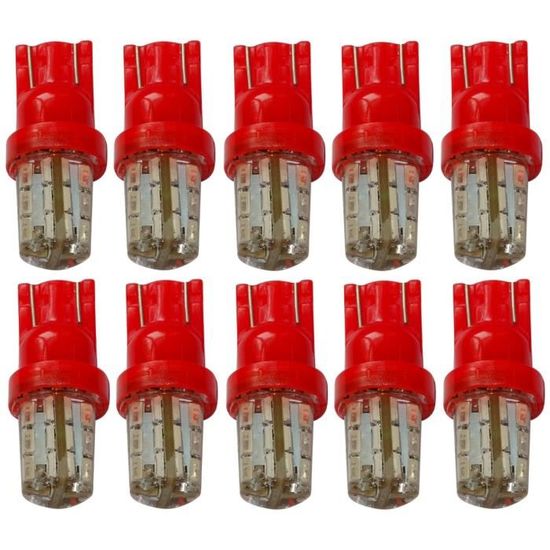 Aerzetix: 10x ampoule T10 W5W 12V 24LED SMD SILICA GEL rouge veilleuses ...