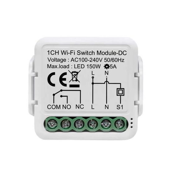 Tuya App Contact Sec Module De Commutation De Relais Wifi 1 Canal Dc