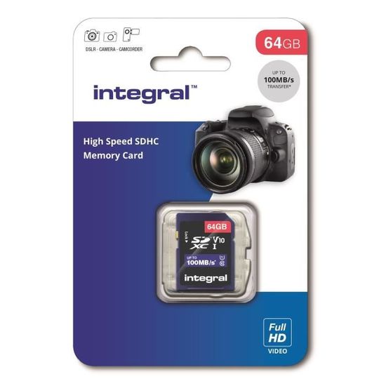INTEGRAL MEMORY V10 Class 10 UHS-I U1 Carte SDXC 64GB - Cdiscount ...
