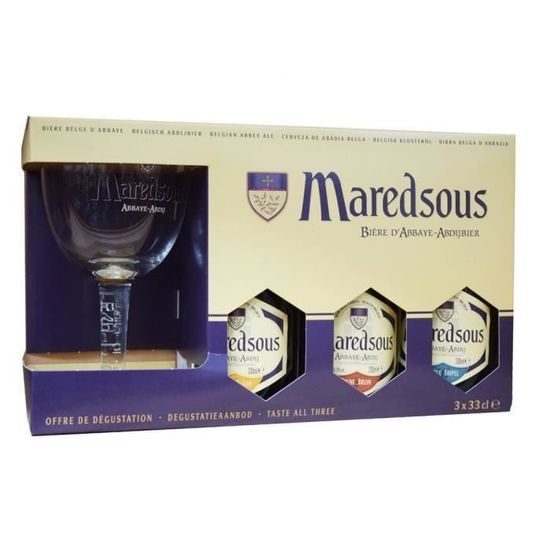 Coffret Maredsous 3 bières + 1 verre - La cave Cdiscount