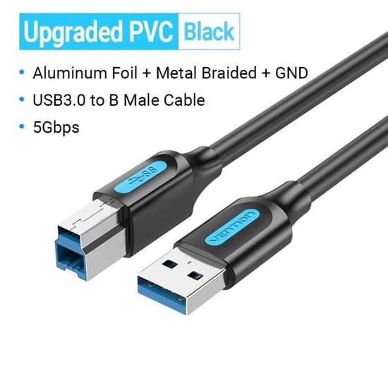 Câble USB 3.0 Type A mâle vers B pour imprimante et Scanner,cordon pour ...