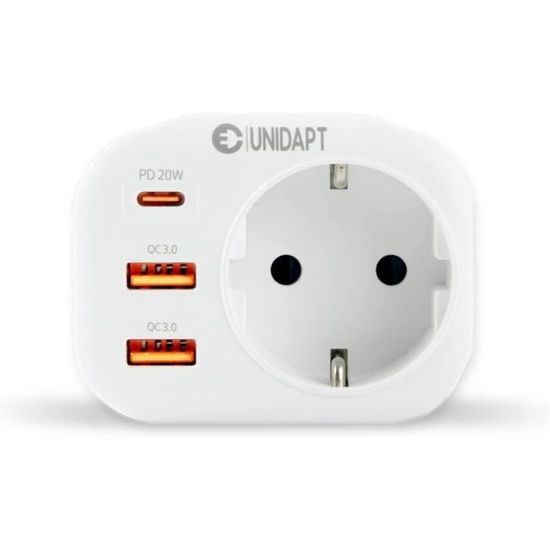 Prise Secteur Multiple, Chargeur Rapide Multiprises Avec 1 Sortie Ac, 1 ...