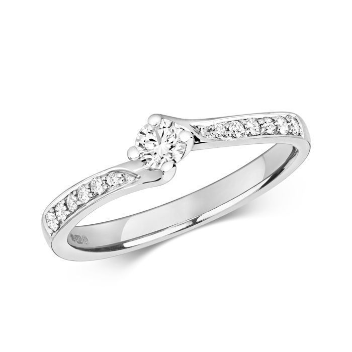 Bague Femme Solitaire Fiancailles Or Blanc 375/1000 et Diamant Brillant ...