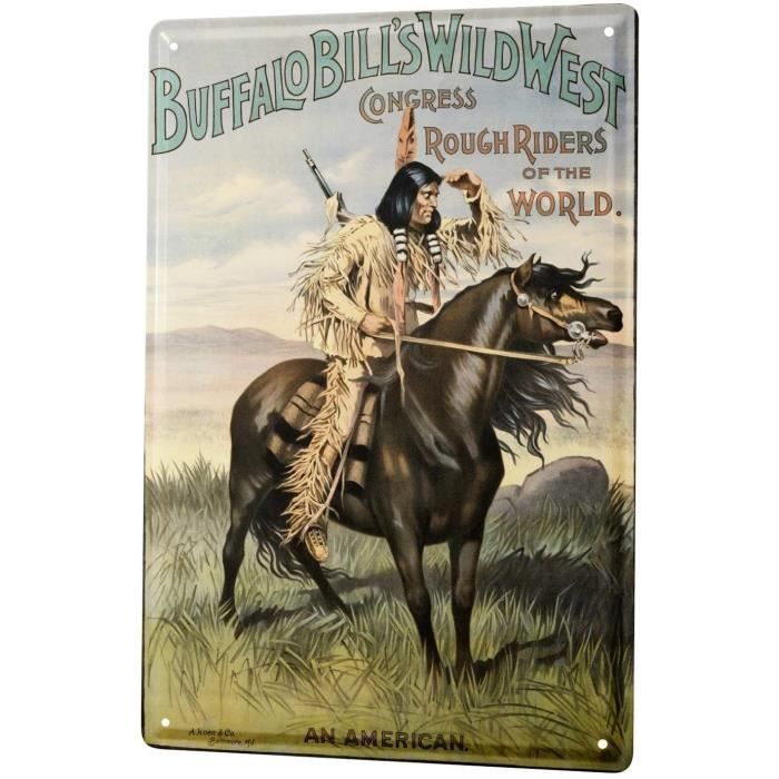 Plaque en métal métallique poster mural tin sign 40x30 cm rétro signe plateau western buffalo ...