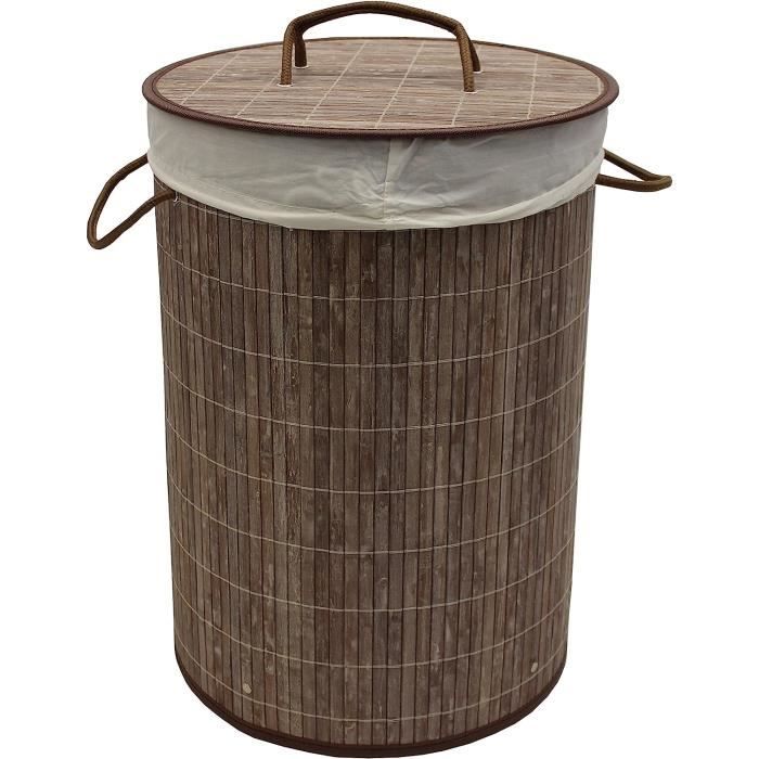 Panier À Linge Rond En Bambou, Gris, 35 X 50 Cm, Bambou, Chocolat, 35 X ...