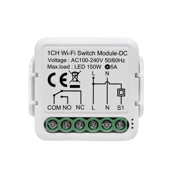 Tuya App Contact Sec Module De Commutation De Relais Wifi 1 Canal Dc