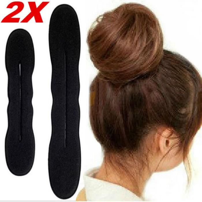 2pcs Rouleau Éponge Cheveux Accessoire Rouler Chignon Large Magique ...