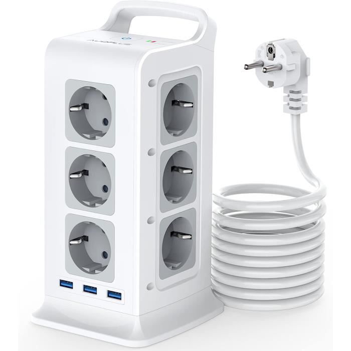 Tour Multiprise USB, Multiprise Parasurtenseur Parafoudre avec 12 ...