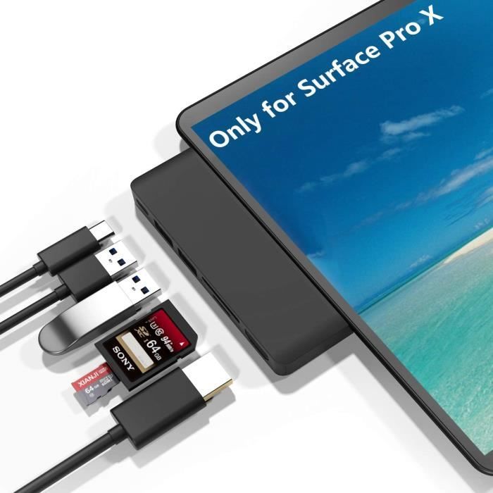 Surface Pro X Hub USB Station d'accueil 6-en-2 Adapter pour Microsoft ...
