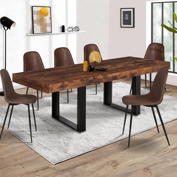 IDMARKET Table à manger rectangle PHOENIX 8 personnes bois effet ...