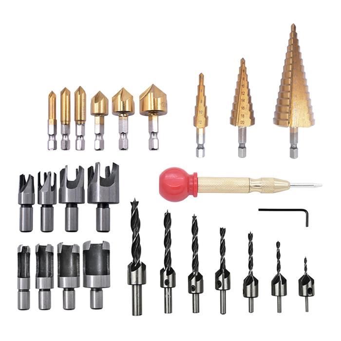 26x outils de forage de chanfrein pour le travail du bois en alliage ...