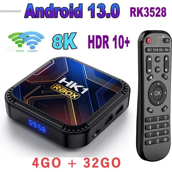 Boitier iptv Android 13.0 TV Box android Quad Core 4 Go+32 Go Lecteur ...