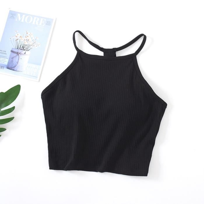 Camisole dos nu côtelée pour femmes,débardeur Sando Singlet,gilet col ...