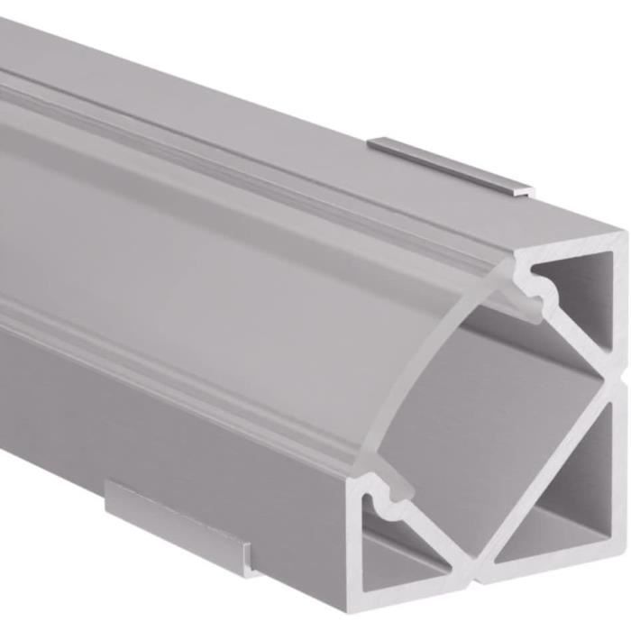 SEMI-TRANSPARENT Profile aluminium LED 200 cm ECKE 45 + Couvercle ...