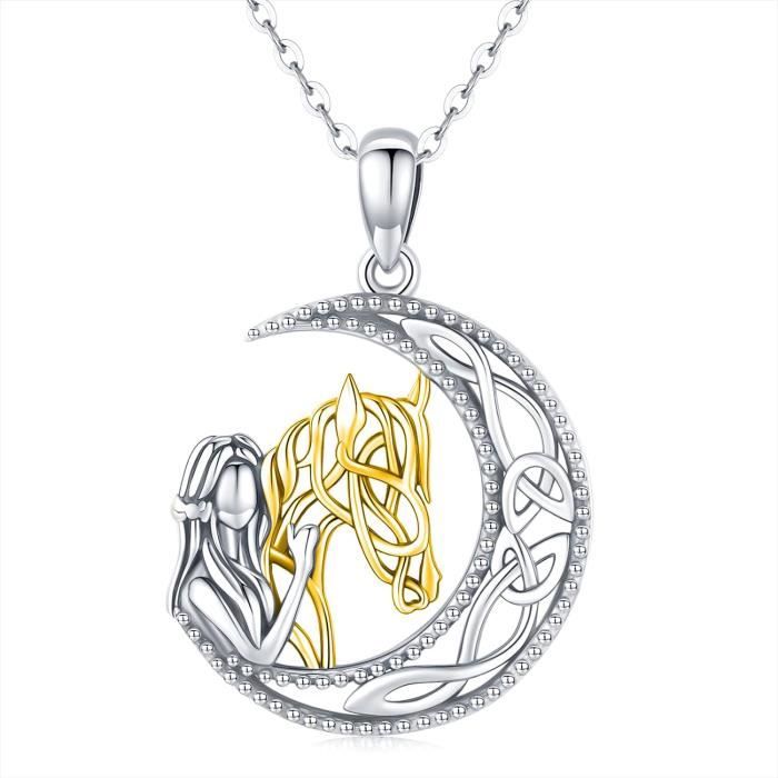 Collier Cheval Pendentif Fille Cheval Celtique En Argent Sterling 925 ...